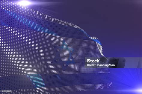 좋은 기념일 깃발 3d 그림 텍스트에 대 한 장소와 보라색에 흔들며 점으로 만든 이스라엘 국기의 디지털 밝은 그림 0명에 대한 스톡 사진 및 기타 이미지 Istock