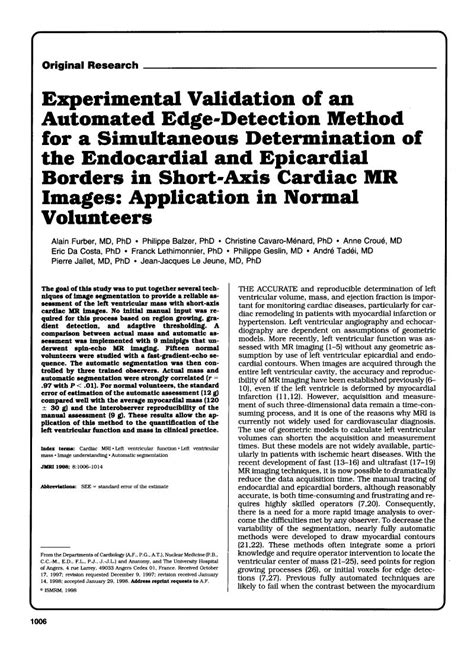 Experimental Validation Of An Automated Edge Detection Method For A Simultaneous Determination