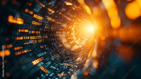 Technology Background With Binary Code Flowing Through A Vortex