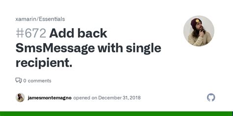 Add Back Smsmessage With Single Recipient · Issue 672 · Xamarin