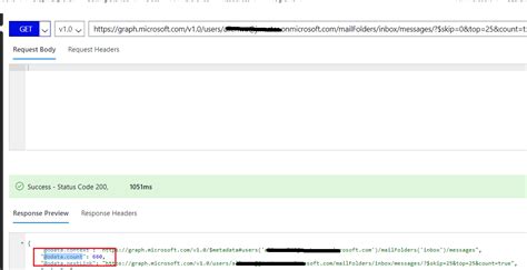 Azure Graph Api Include Total Email Count In Get Messages Service