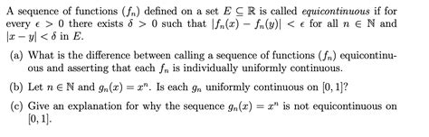 Solved A Sequence Of Functions Fr Defined On A Set E CR Chegg