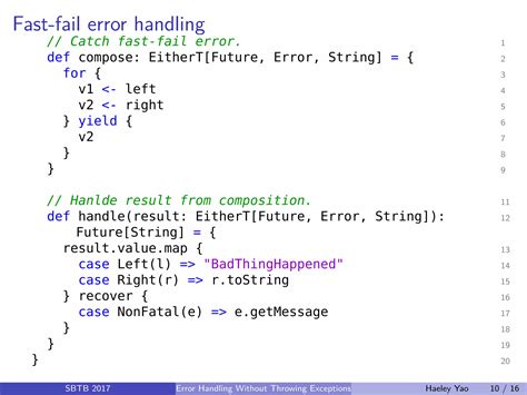 Error Handling Without Throwing Exceptions Ppt