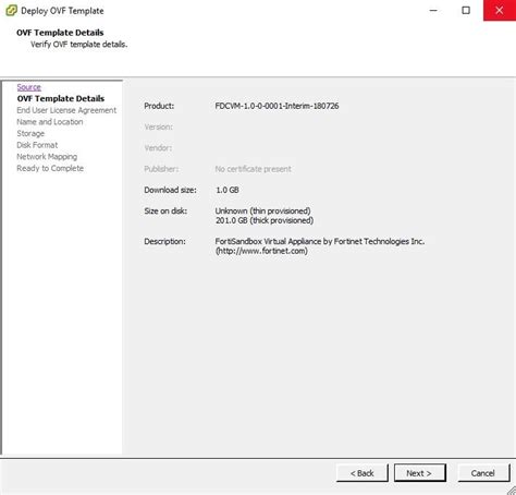 Deploying The Ovf File Using Vmware Vsphere Client Fortideceptor