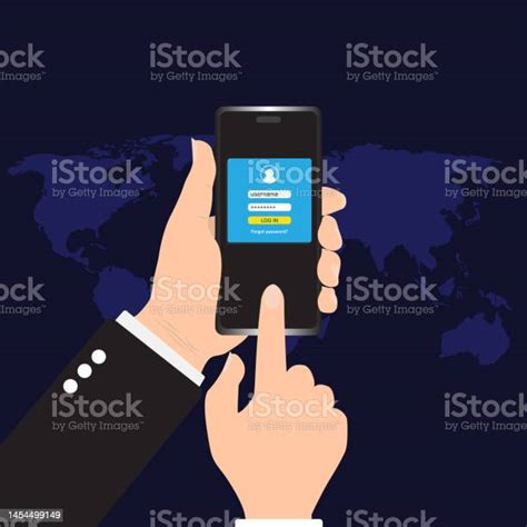 로그인 양식 페이지는 앱 개발 온라인 등록 스마트 폰 모형 웹 사이트 Ui 요소 사용자 프로필 계정 개념에 대한 액세스를위한