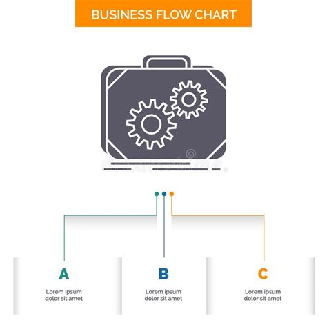 Briefcase Case Production Progress Work Business Flow Chart Design With 3 Steps Glyph Icon