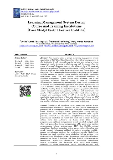 PDF Learning Management System Design Course And Training Institutions Case Study Earth