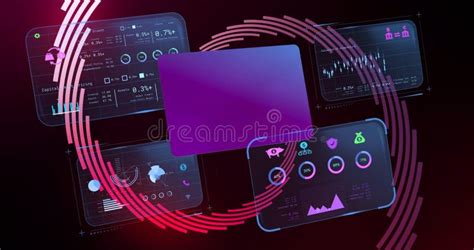 Displaying Data Analytics With Graphs Digital Dashboard In Futuristic
