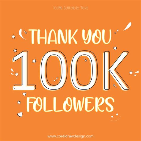 Download 100k Followers Thank You Coreldraw Design Download Free Cdr Vector Stock Images