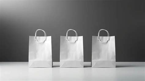 끝없는 흰색 스튜디오 배경에 종이 가방의 현실적인 3d 자산 선물 가방 공예 가방 종이 봉지 배경 일러스트 및 사진 무료 다운로드 Pngtree