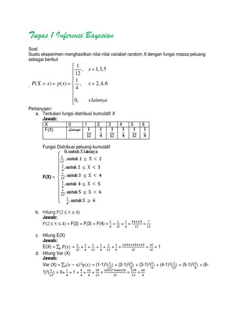 Tugas 1 Inferensi Bayesian Yahya Zakaria 030716224 Pdf