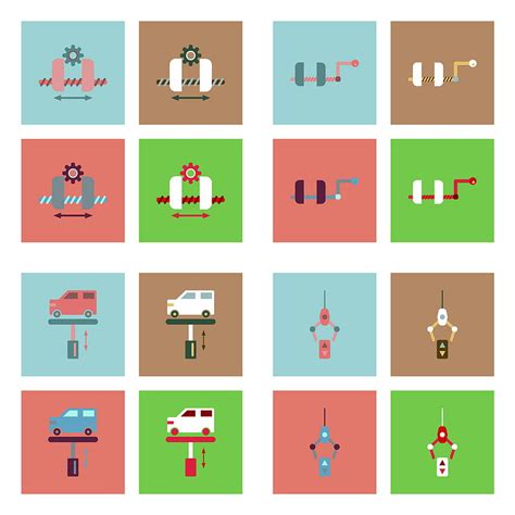 색 벡터에 자동차 세부 아이콘 자동차 부품 세트 Eps Ai Uidownload