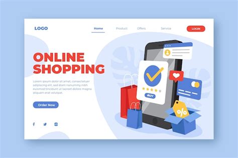 쇼핑 온라인 방문 페이지 개념 무료 벡터
