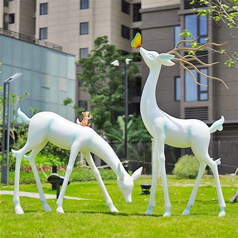 玻璃钢抽象梅花鹿雕塑摆件售楼部处草坪草地小区园林景观装饰小品 淘宝网 花瓣网