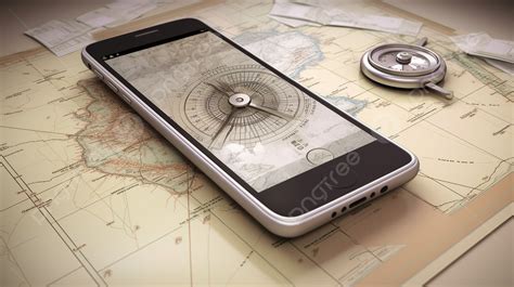 Smartphone With 3d Mapping And Compass Navigation Background Gps Navigation Phone Map Mobile
