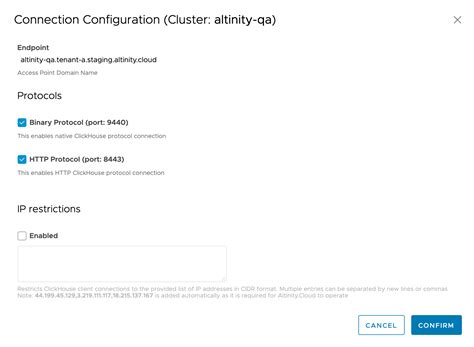 Configure Cluster Connections Altinity Documentation