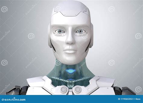 Robot`s Head In Face Stock Illustration Illustration Of Android 119565353