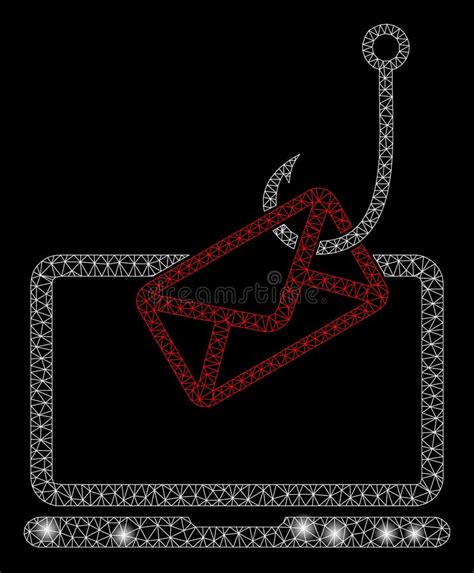 Glowing Mesh Wire Frame Laptop Mail Phishing With Flare Spots Stock Vector Illustration Of