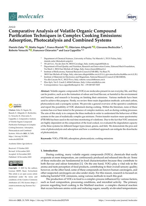 Pdf Comparative Analysis Of Volatile Organic Compound Purification