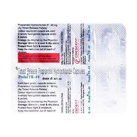 Prolol Tr 40mg Capsule 10s Price Uses Side Effects Netmeds
