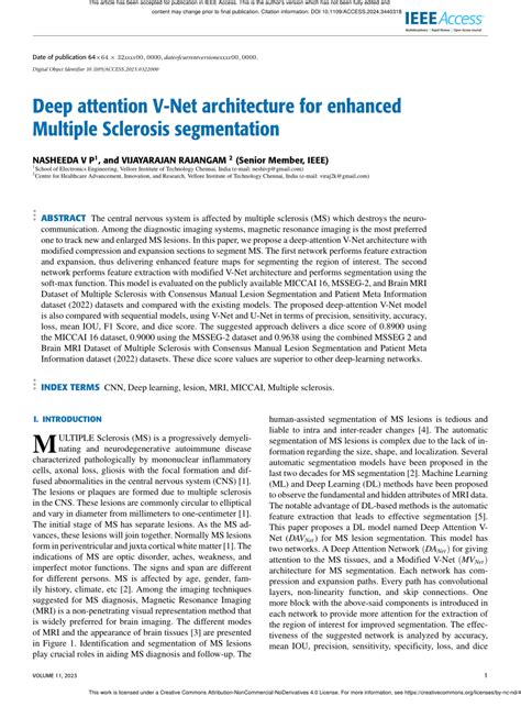Pdf Deep Attention V Net Architecture For Enhanced Multiple Sclerosis Segmentation