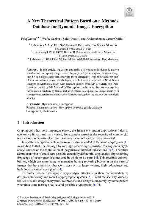 Pdf A New Theoretical Pattern Based On A Methods Database For Dynamic Images Encryption