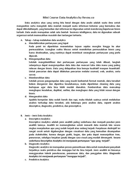 Mini Course Data Analytics By Revou Pdf
