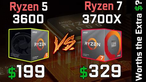 Ryzen 5 3600 Vs Ryzen 7 3700X Gaming Benchmark Comparison YouTube