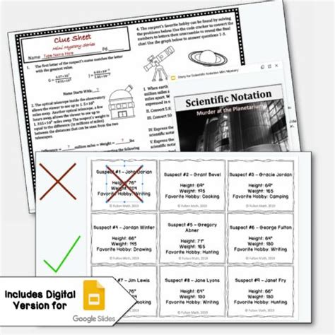 Scientific Notation Game Mystery Activity Classful
