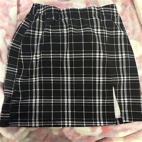 Black And White Plaid Mini Skirt🤍 Never Worn Depop