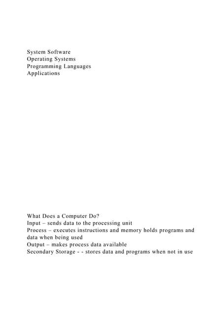 System Softwareoperating Systemsprogramming Languagesapplidocx