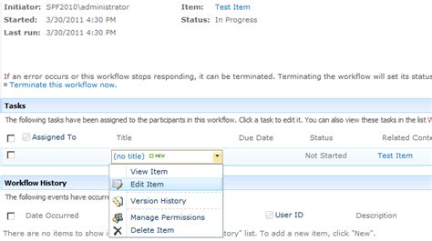Walkthrough Creating A Simple Sequential Workflow With A Custom Task Form In Sharepoint 2010