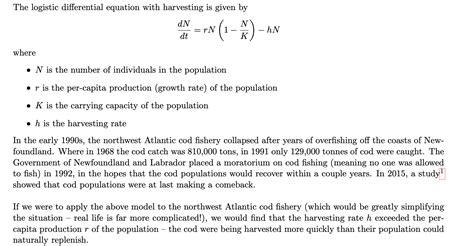 Solved The Logistic Differential Equation With Harvesting Is