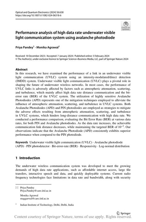 Performance Analysis Of High Data Rate Underwater Visible Light