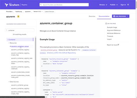 azurerm container group