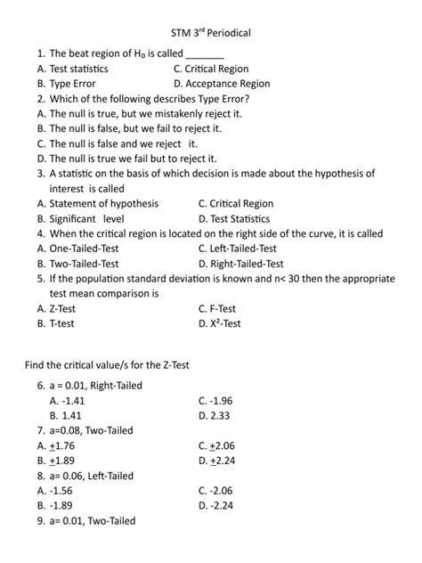 Stm 3rd Periodical Pdf Statistical Significance Statistical Hypothesis Testing