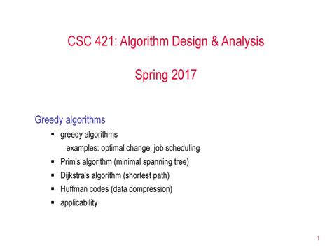 Csc 421 Algorithm Design And Analysis Ppt Download