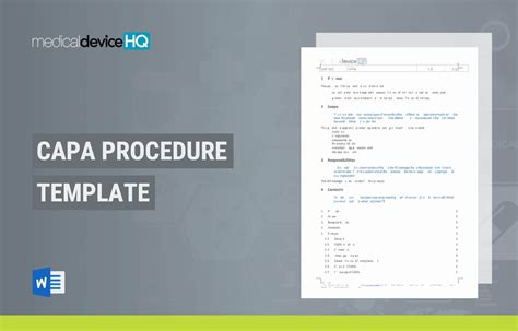 Capa Procedure Template Iso 13485 Medical Device Medical Device Hq
