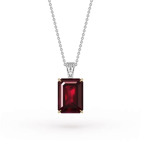 Emerald Cut Ruby And Diamond Pendant Platandia