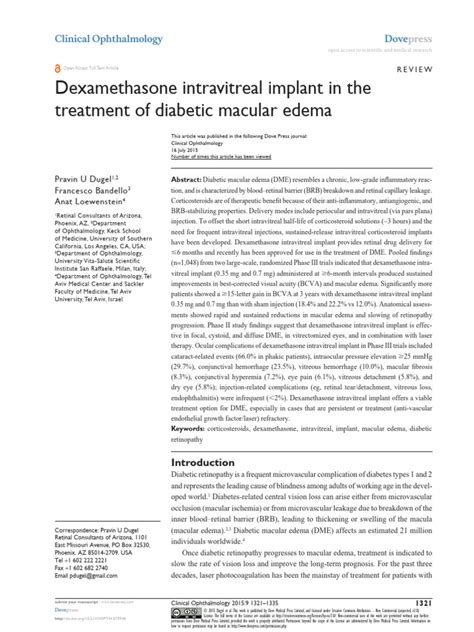 Dexamethasone Intravitreal Implant In The Pdf Glucocorticoid Inflammation