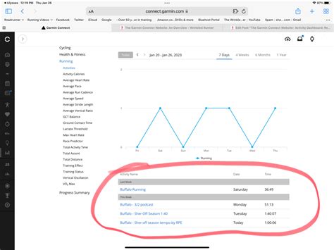 The Garmin Connect Website Activity Dashboard Reports Wrinkled Runner