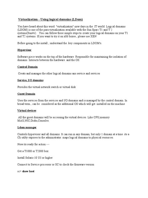 Virtualization Using Logical Domains Ldom Hypervisor Pdf