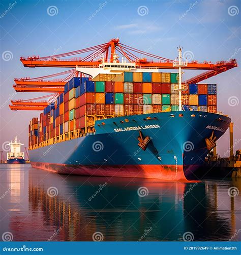 Many Container On Large Cargo Ship Ai Generated Generative Ai Stock Illustration