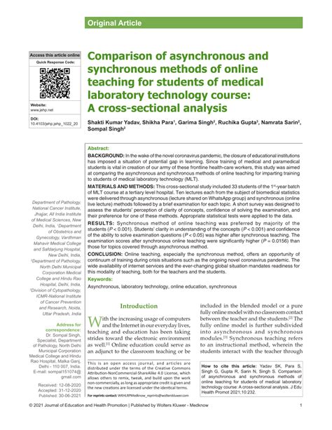 Pdf Comparison Of Asynchronous And Synchronous Methods Of Online