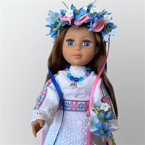 Forget Me Not Ukrainian Doll With Cross Stitch Dress T Emporium T Emporium