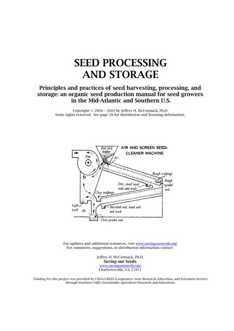 Pdf Seed Processing And Storage Principles And Practices Of Seed Harvesting Processing And