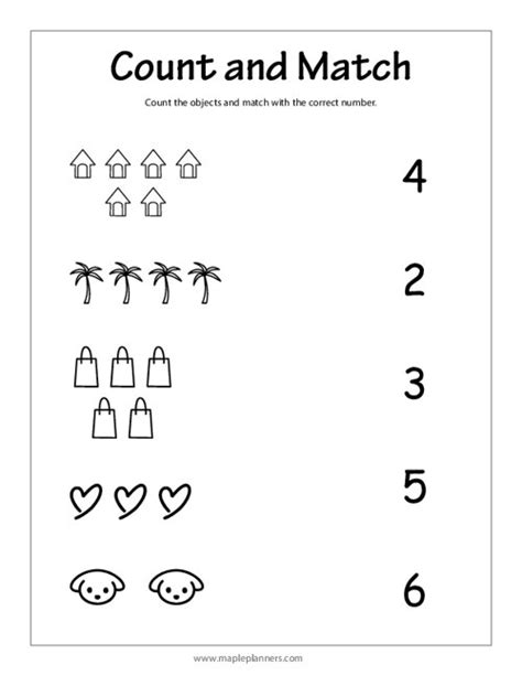 Count And Match Numbers Free Printable Worksheets Artofit