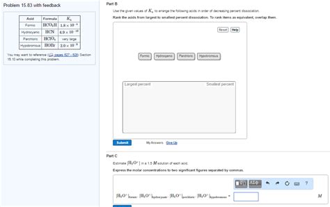 Solved Use The Given Values Of Ka To Arrange The