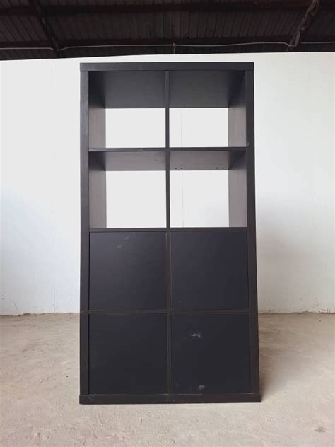 Ikea Kallax Shelf Unit With 4 Inserts Black Brown 147 X 77 Cm Furniture And Home Living