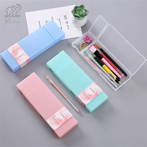 투명 Pp 연필 케이스 연필 상자 플라스틱 문구 상자 학교 문구 사무 용품 캔디 컬러 연필 상자null Aliexpress